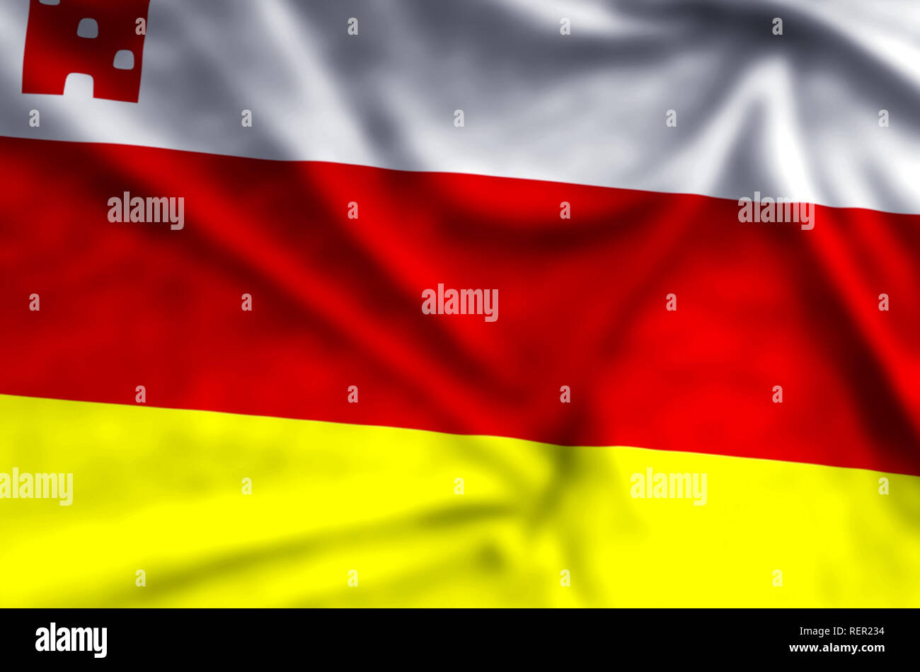 Santa Barbara California stylish waving and closeup flag illustration ...