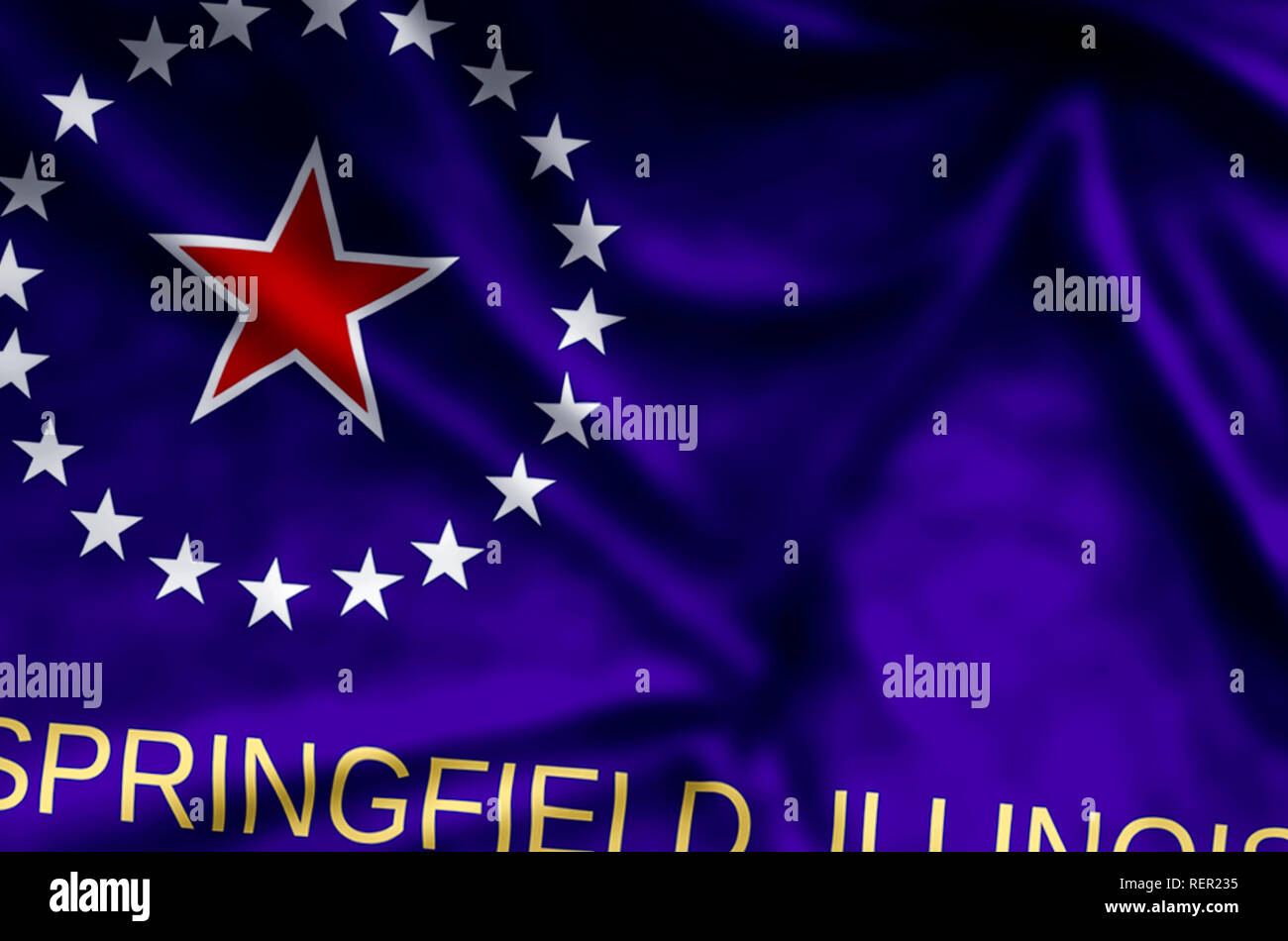 Springfield Illinois stylish waving and closeup flag illustration ...