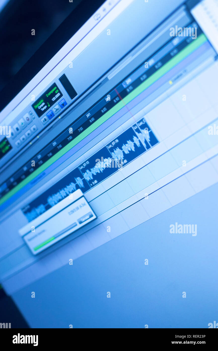 Recording studio audio computer editing mixing program sound controls ...