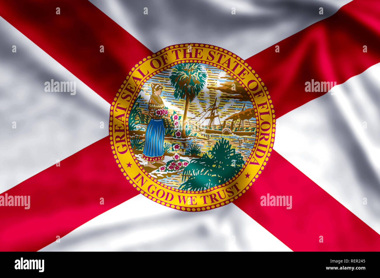 Florida stylish waving and closeup flag illustration. Perfect for ...