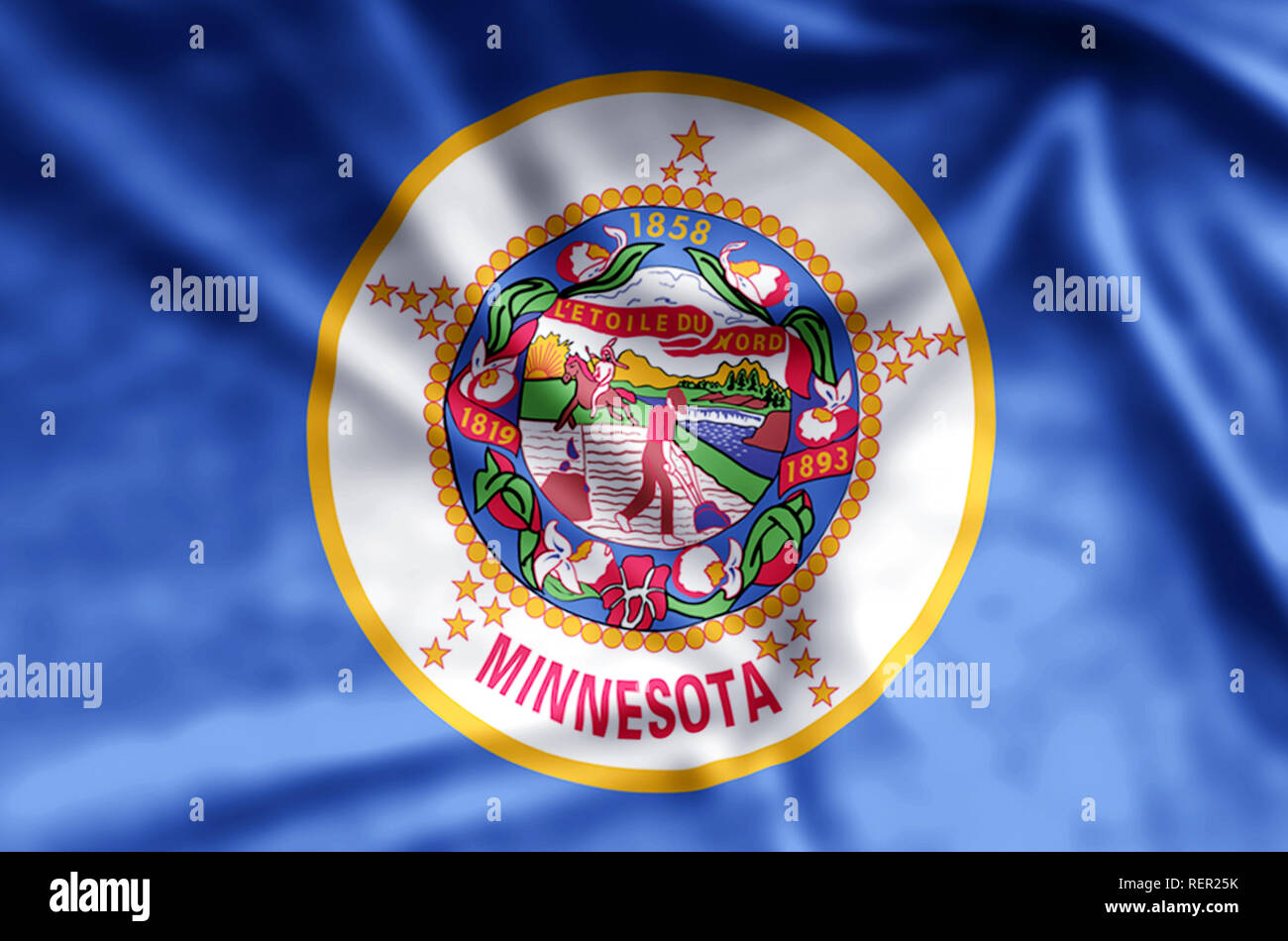 Minnesota stylish waving and closeup flag illustration. Perfect for ...