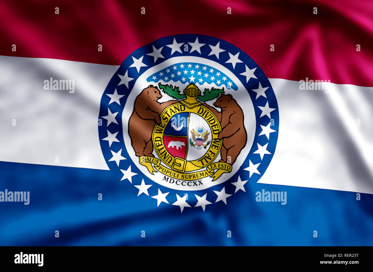 Missouri stylish waving and closeup flag illustration. Perfect for ...