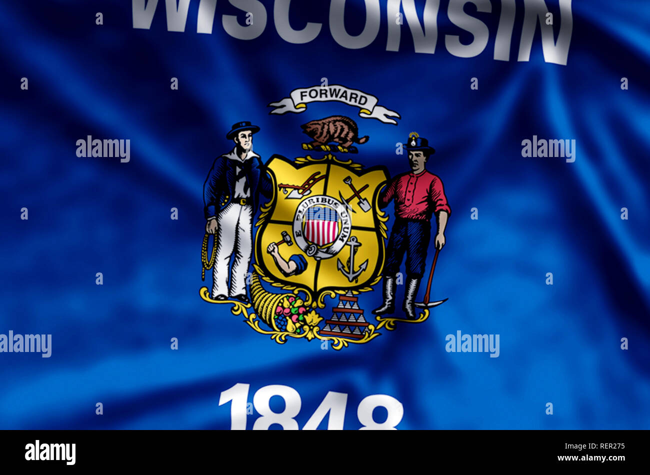 Wisconsin stylish waving and closeup flag illustration. Perfect for ...