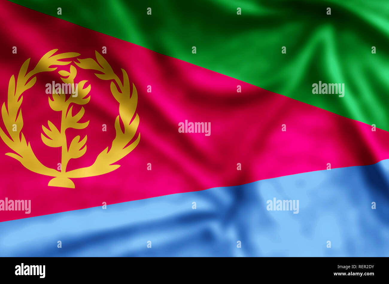 Eritrea Stylish Waving And Closeup Flag Illustration Perfect For Background Or Texture Purposes
