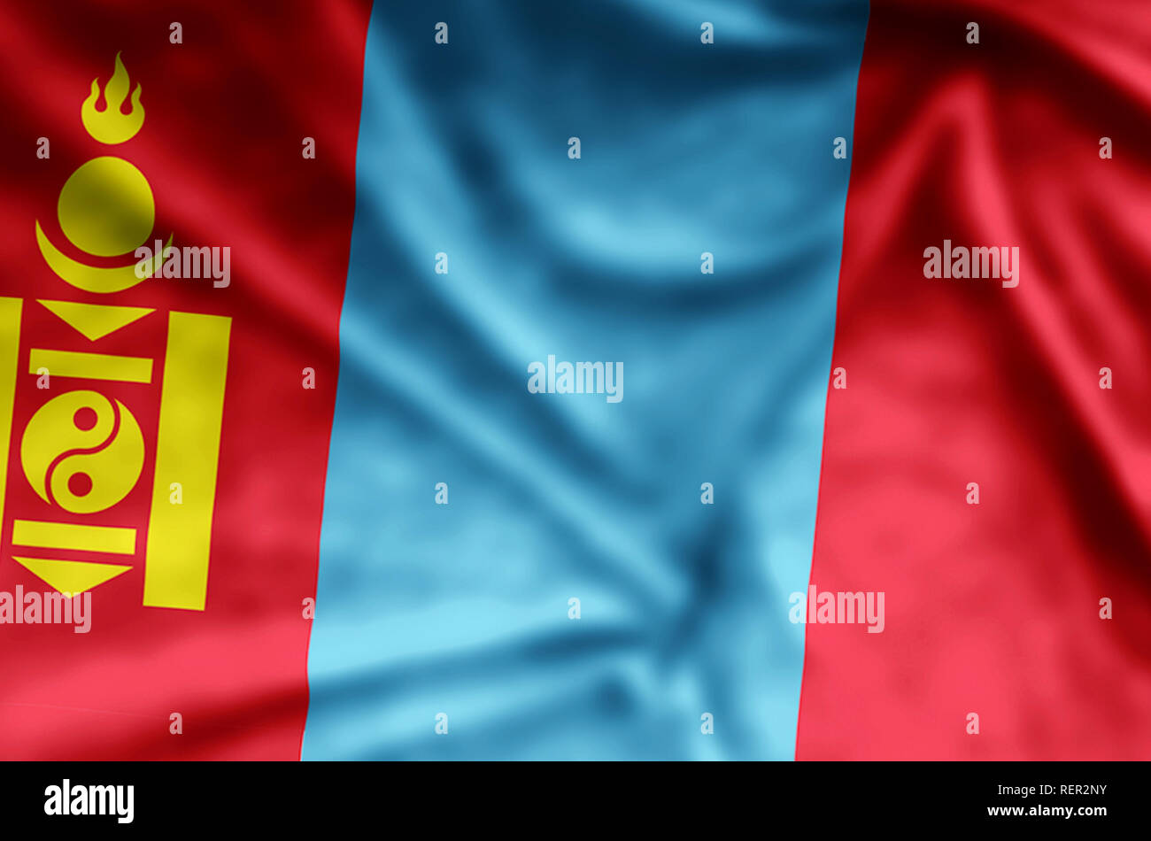 Mongolia stylish waving and closeup flag illustration. Perfect for ...
