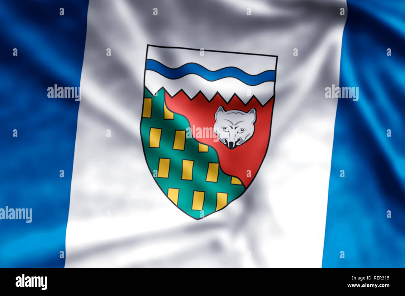Northwest Territories stylish waving and closeup flag illustration ...