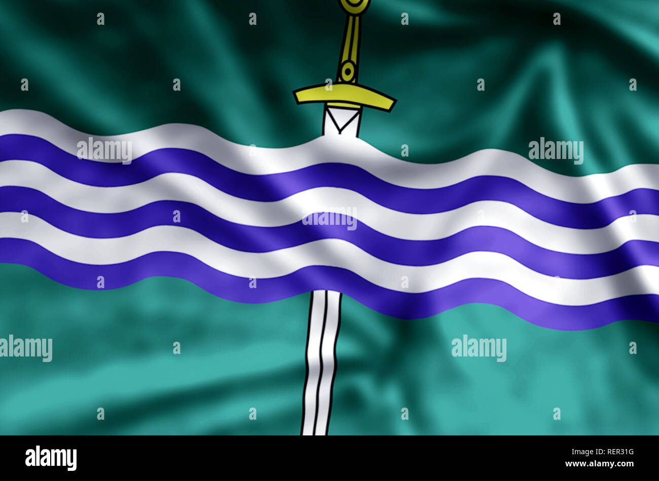 Peterborough Ontario stylish waving and closeup flag illustration ...