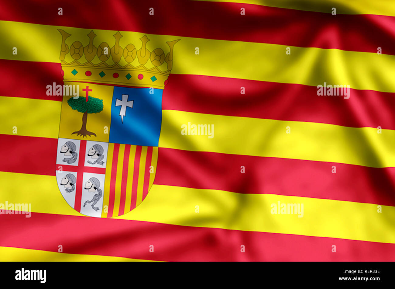 Aragon stylish waving and closeup flag illustration. Perfect for ...