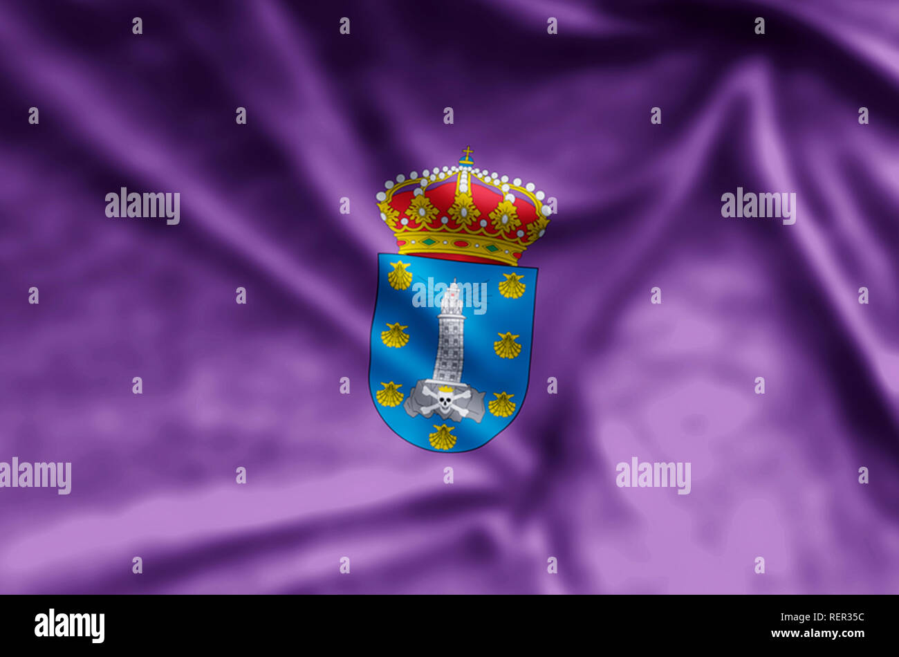 La Coruna stylish waving and closeup flag illustration. Perfect for ...