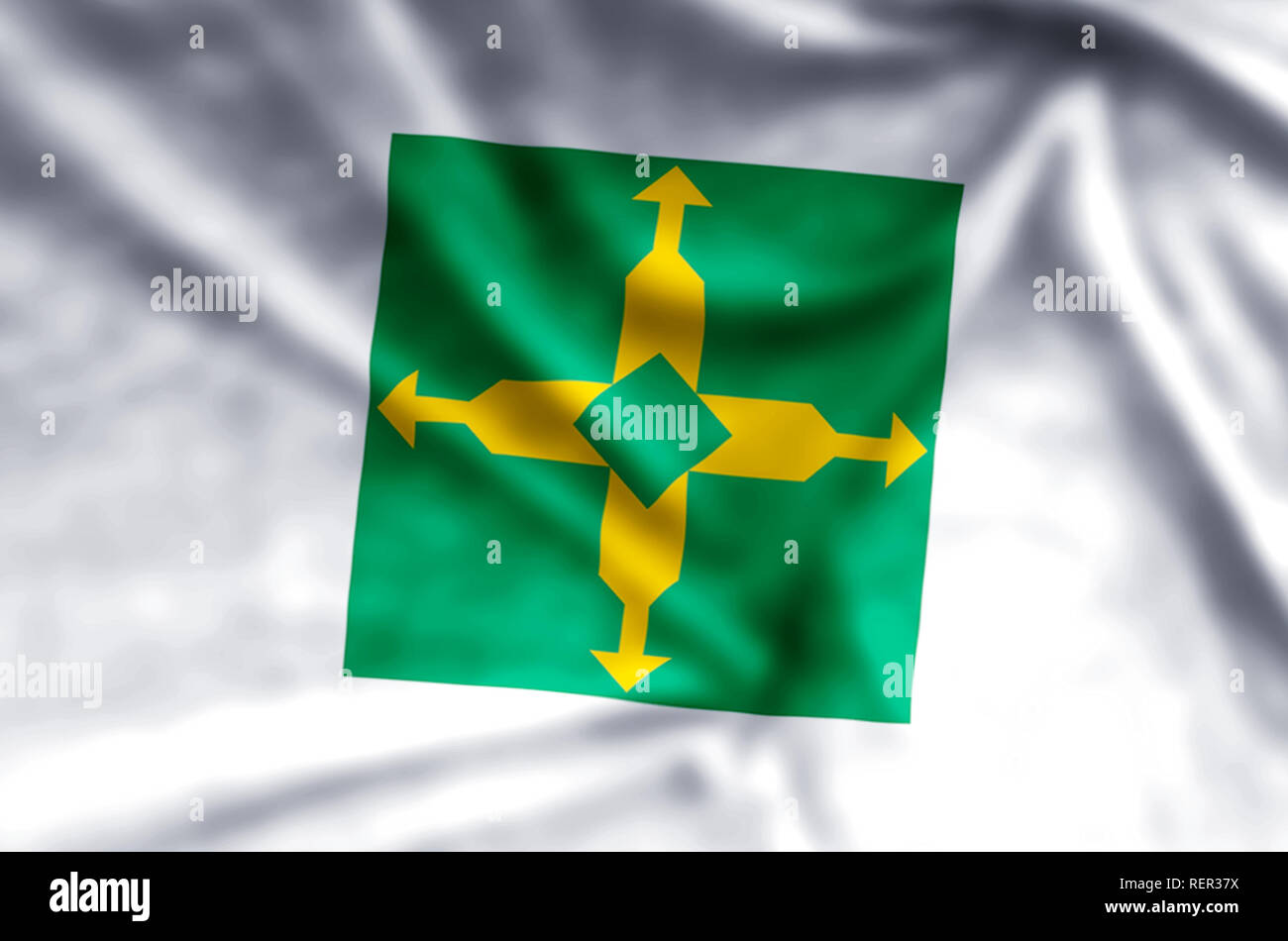 Distrito Federal stylish waving and closeup flag illustration. Perfect ...