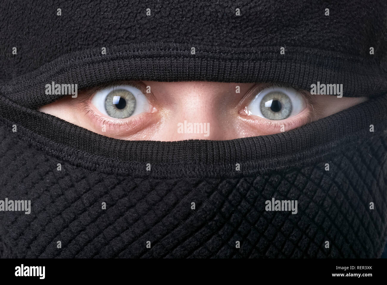 closeup portrait of the criminal in balaclava Stock Photo - Alamy