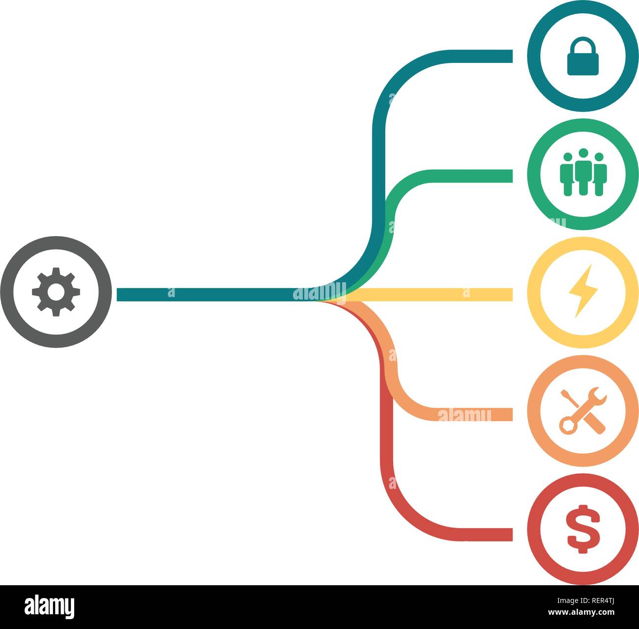 Abstract infographic merging lines, team work concept, structure, all ...