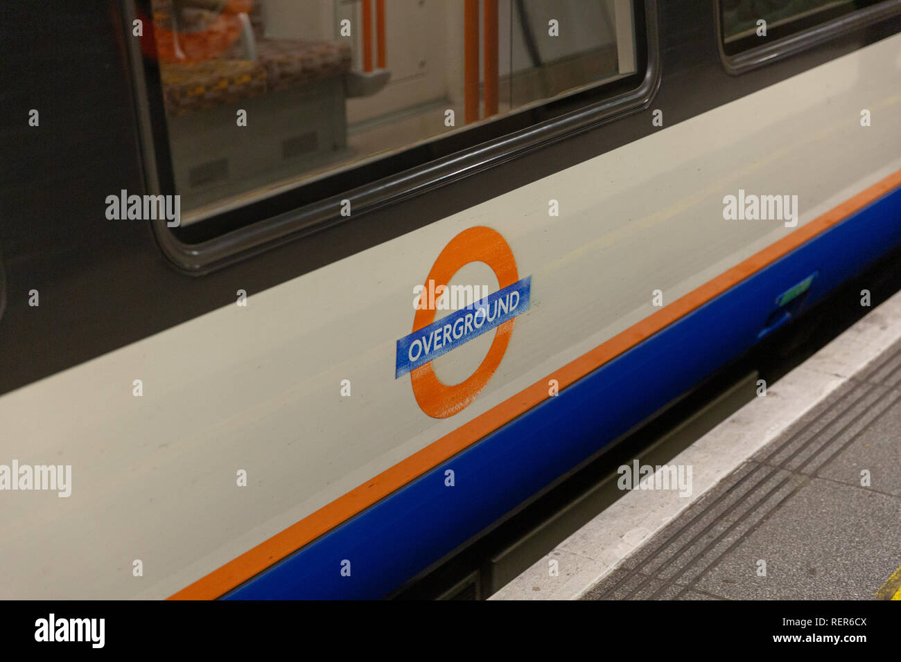 TFL Overground train at Canada Water Stock Photo - Alamy