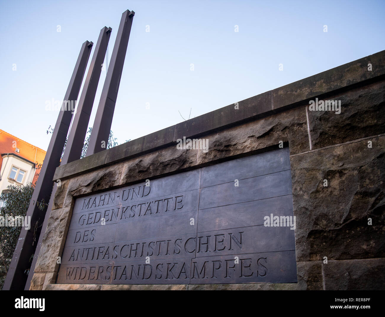 Dresden, Germany. 22nd Jan, 2019. At the entrance of the memorial ...