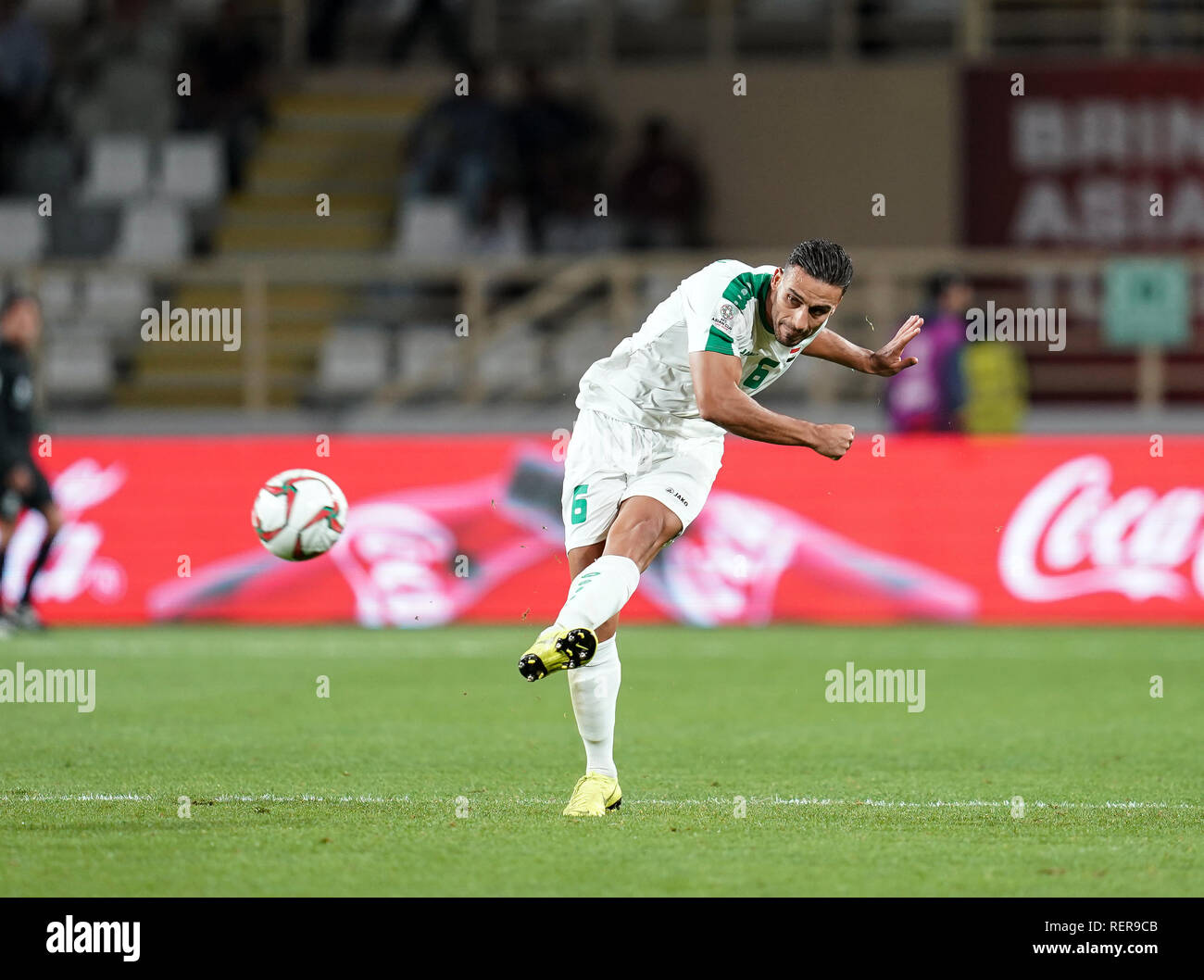 January 22, 2019 : Ali Adnan of Iraq during Qatar v Iraq at the Zayed ...