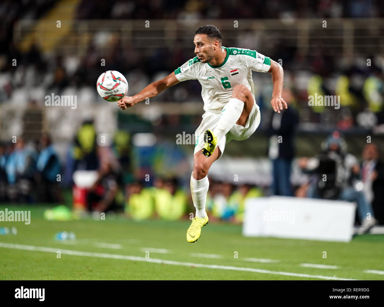 January 22, 2019 : Ali Adnan of Iraq during Qatar v Iraq at the Zayed ...