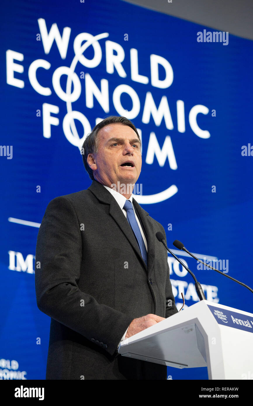 Davos, Switzerland. 22nd Jan, 2019. Brazil's President Jair Bolsonaro ...