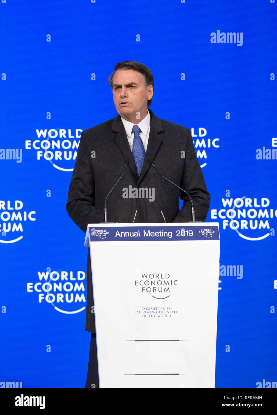 Davos, Switzerland. 22nd Jan, 2019. Brazil's President Jair Bolsonaro ...