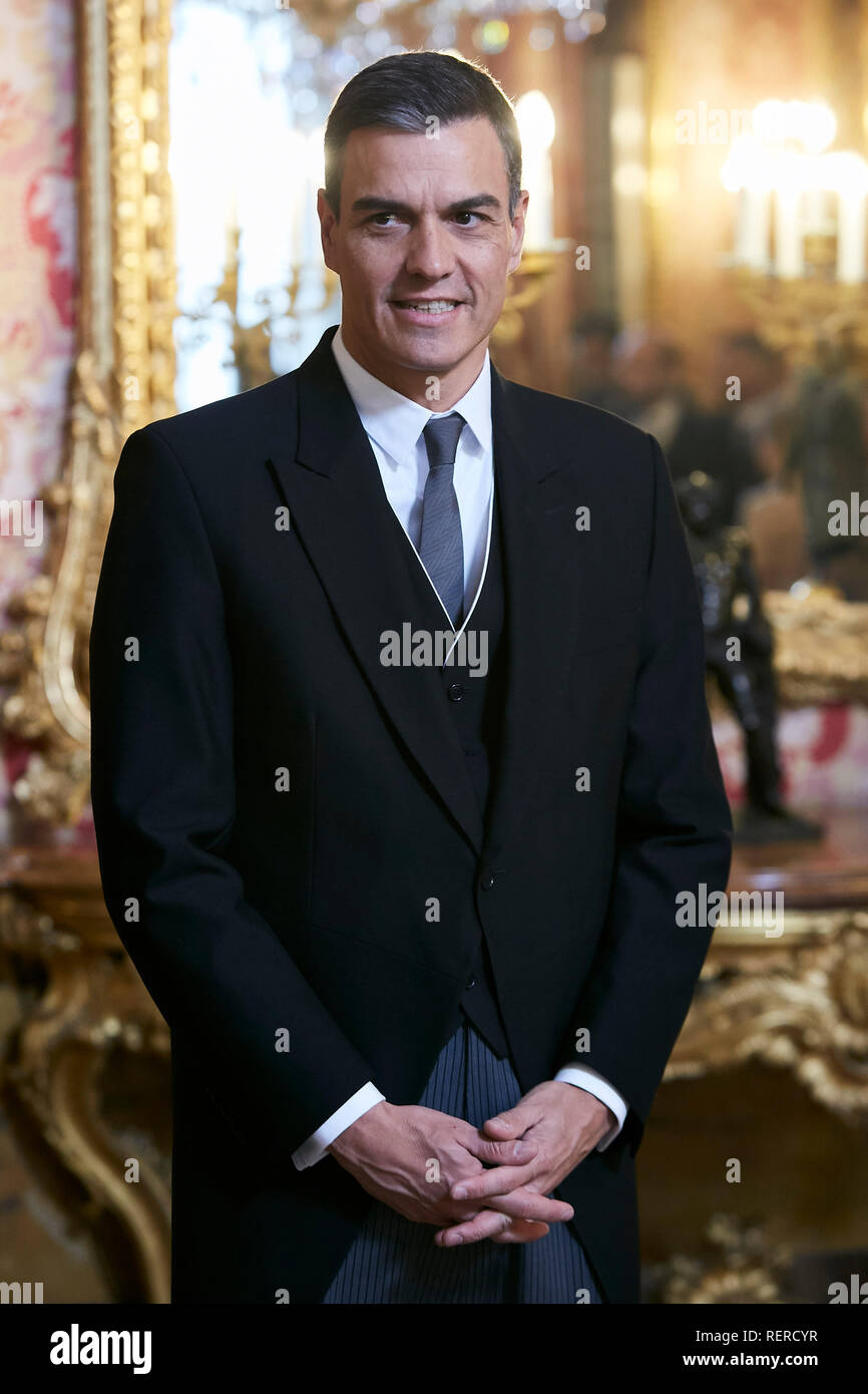 Pedro Sanchez seen waiting to receive Foreign Ambassadors at The Royal ...