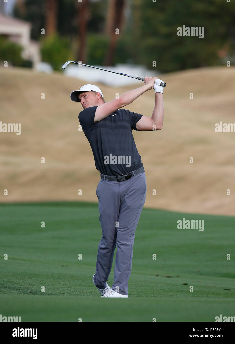 January 20, 2019 Adam Long hits an approach shot on the 15th hole ...