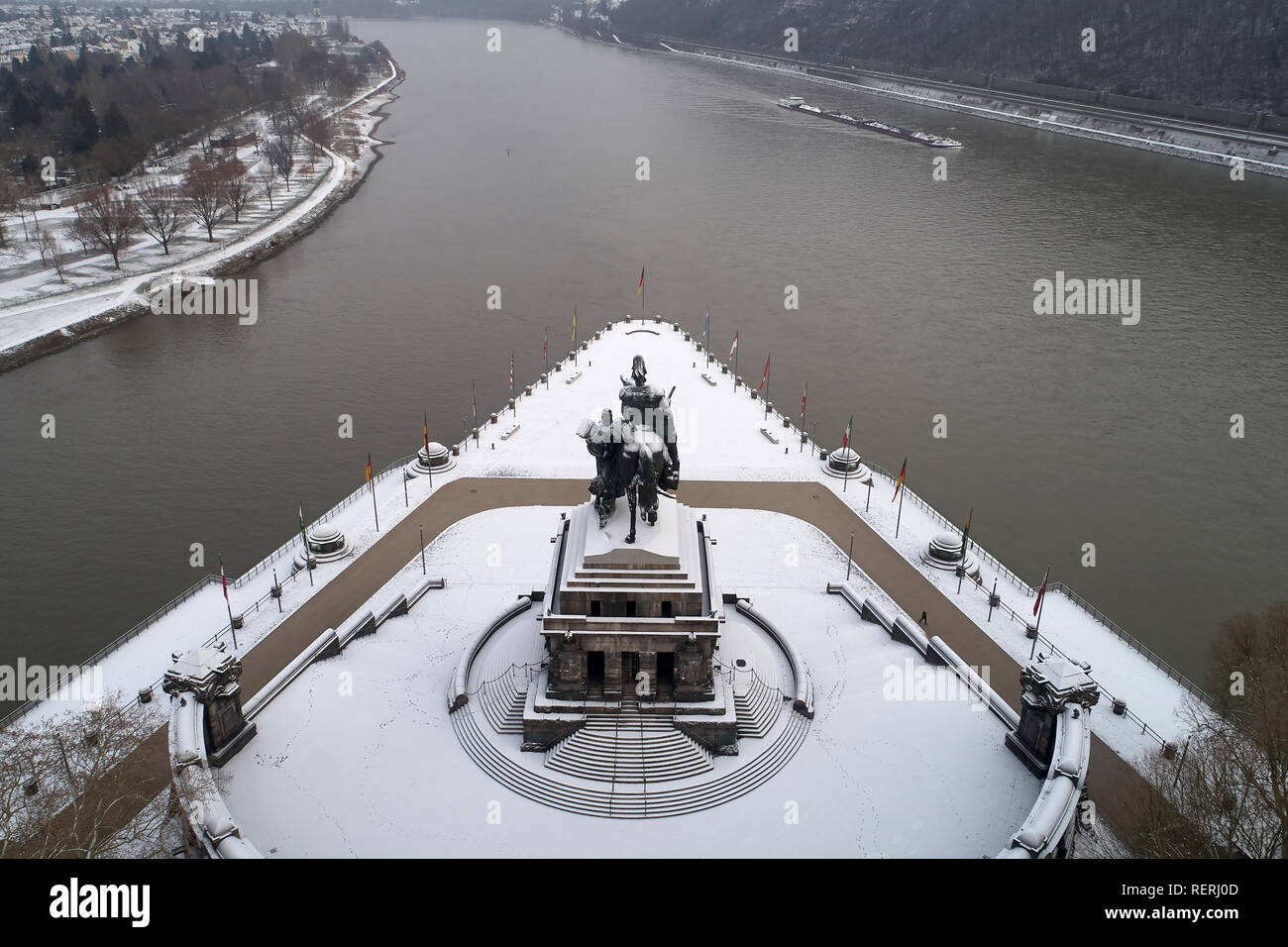 Koblenz, Germany. 23rd Jan, 2019. The equestrian statue of Emperor ...