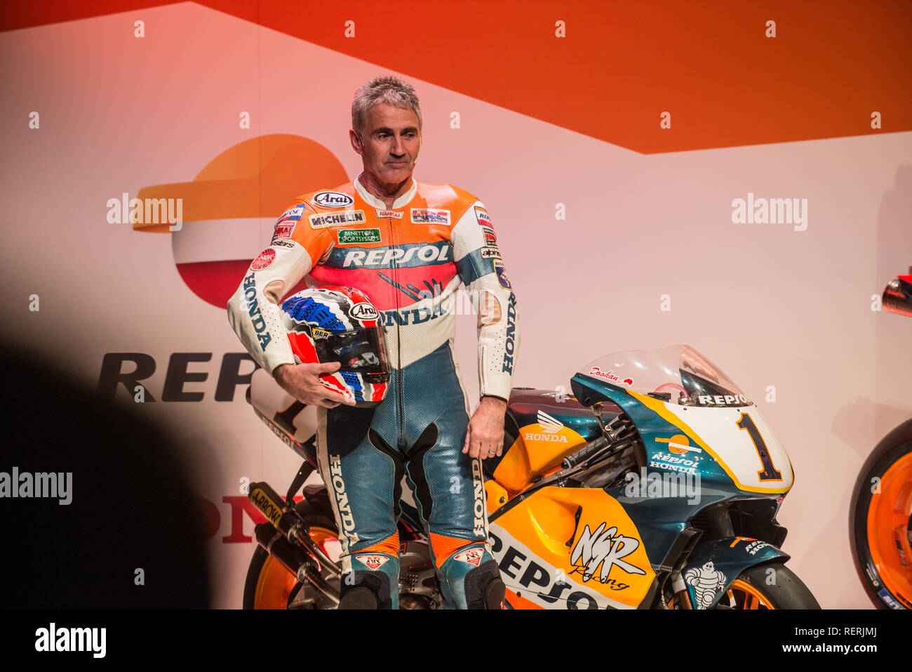Repsol Campus, Madrid Spain. 23rd January, 2019. Honda HRC Moto GP team ...
