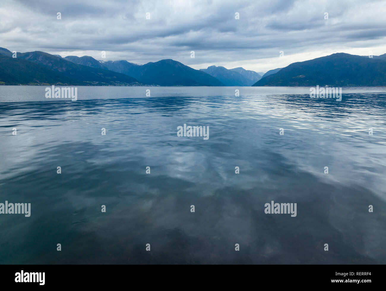 Calm morning on Sognefjord or Sognefjorden (the King of the Fjords ...