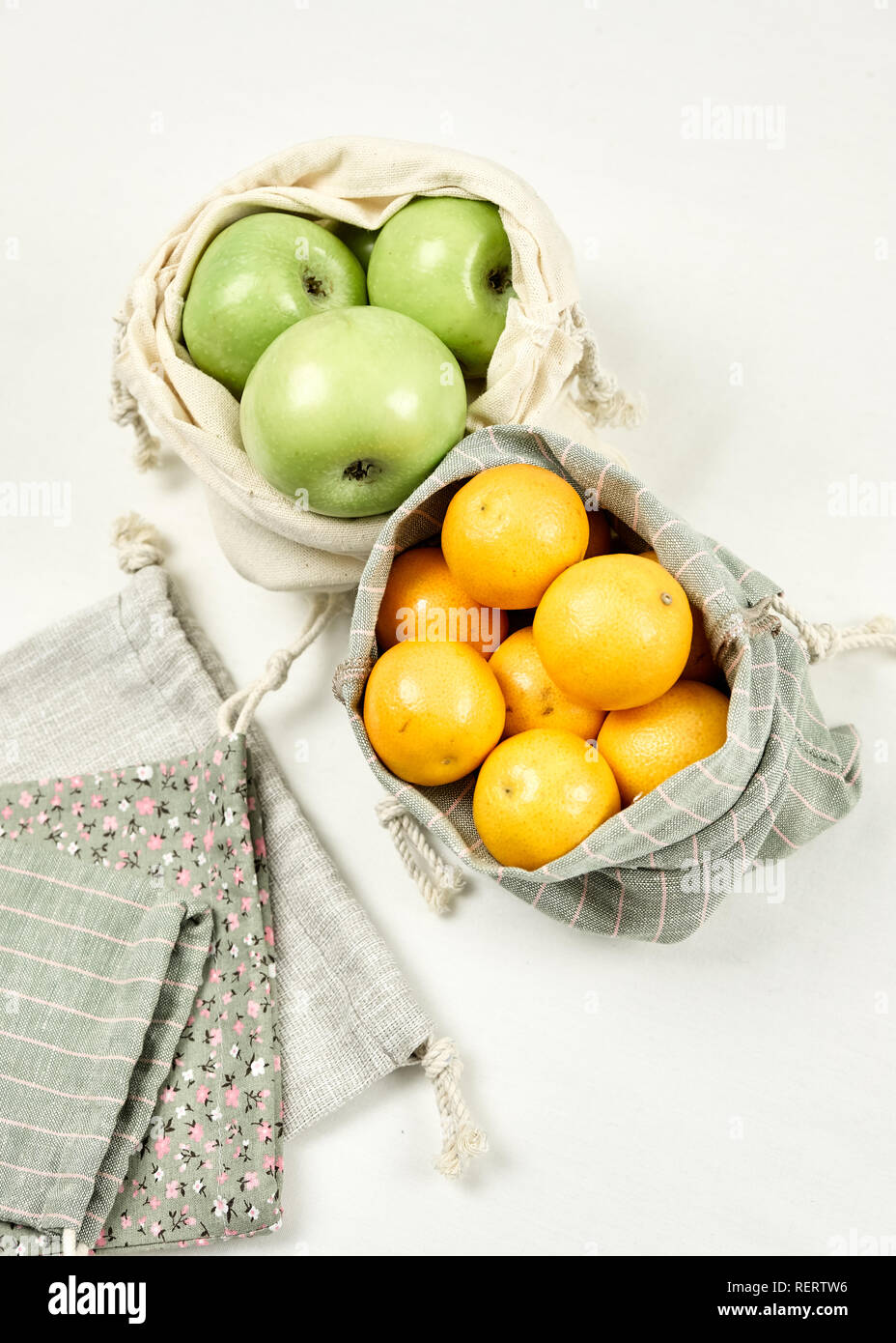 Zero Waste Food Storage Eco Bag Top View. Natural Organic Sack for ...