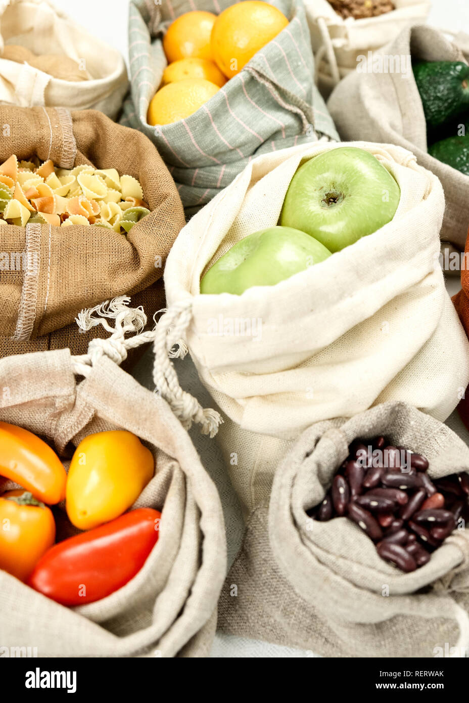 Zero Waste Food Storage Eco Bag Top View. Natural Organic Sack for ...