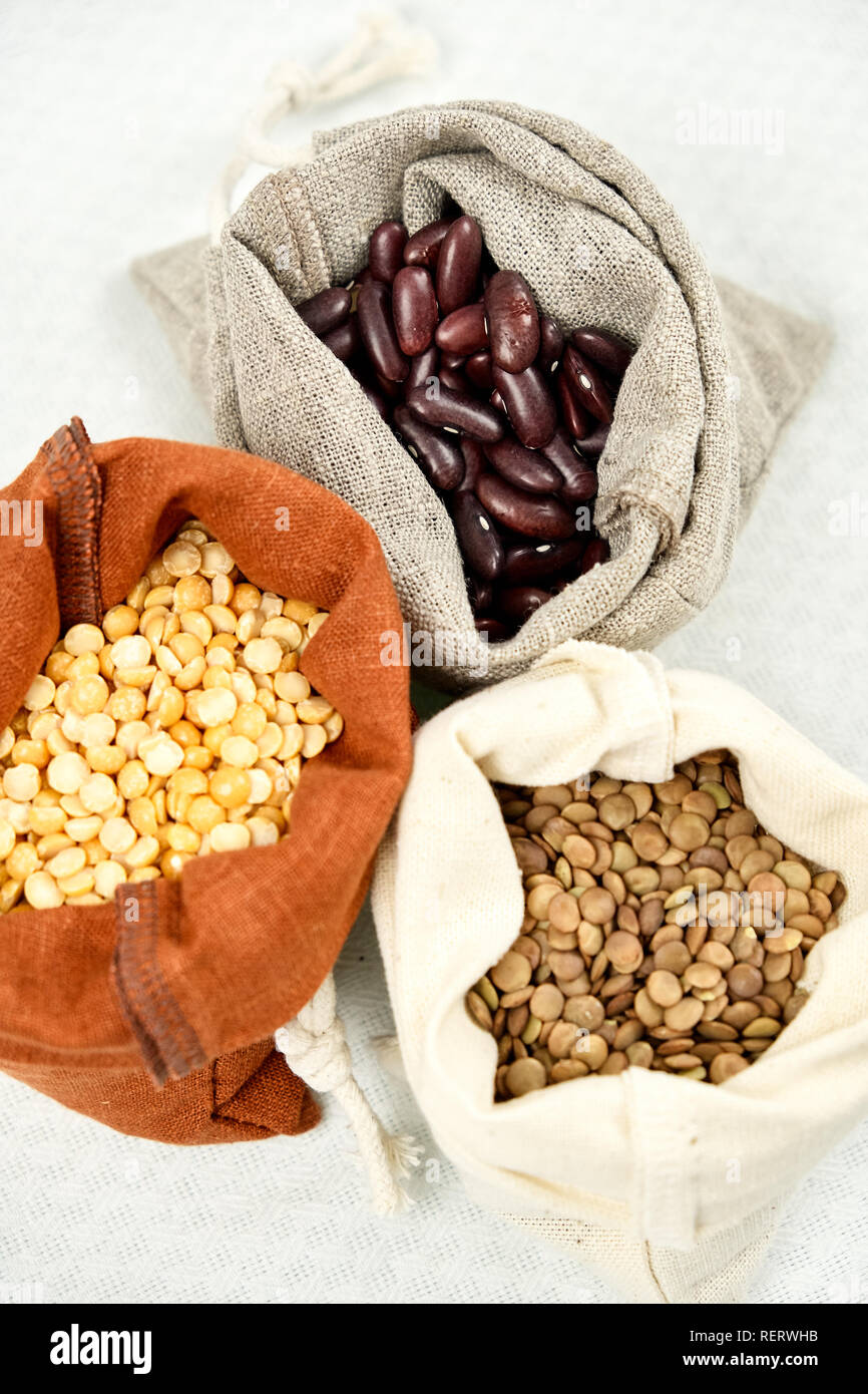 Zero Waste Food Storage Eco Bag Top View. Natural Organic Sack for ...