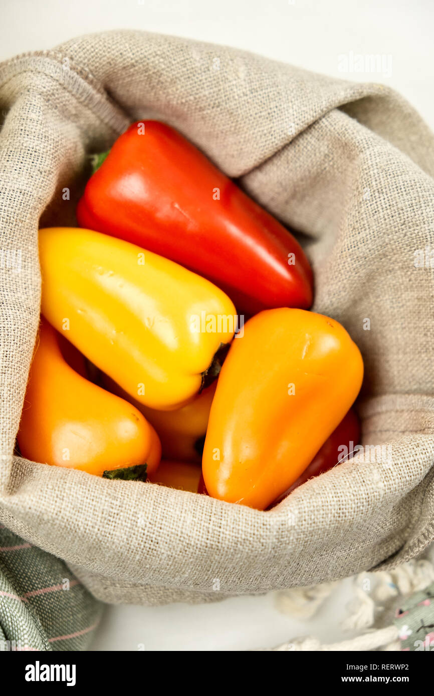 Zero Waste Food Storage Eco Bag Top View. Natural Organic Sack for ...