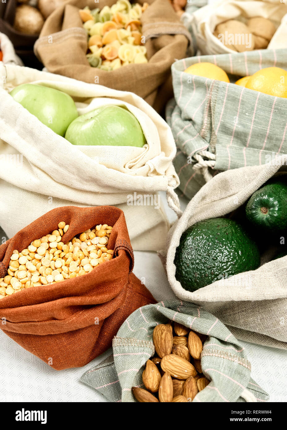 Zero Waste Food Storage Eco Bag Top View. Natural Organic Sack for ...