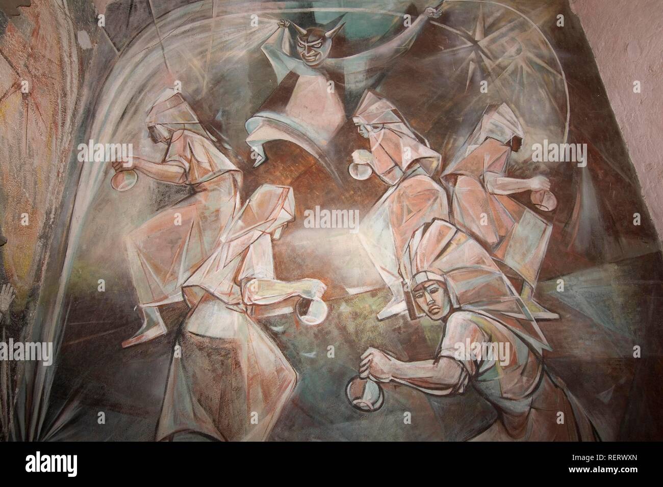 Mural painting, historic town San Miguel de Allende, Province of ...