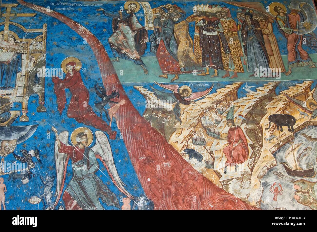 Part of an exterior fresco depicting the scene of the Last Judgement ...