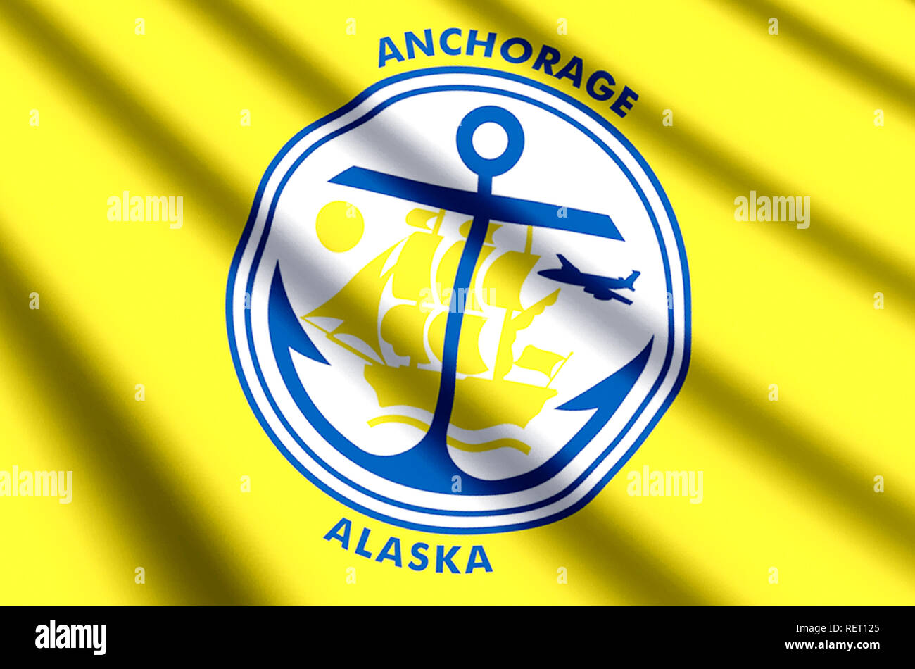 Anchorage Alaska waving and closeup flag illustration. Perfect for ...