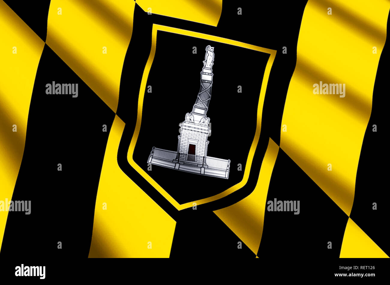 Baltimore City waving and closeup flag illustration. Perfect for ...