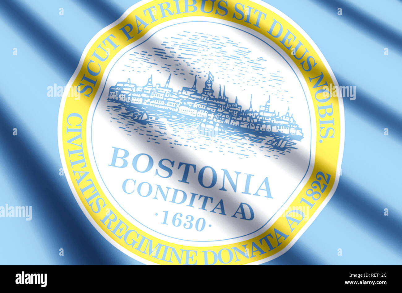 Boston waving and closeup flag illustration. Perfect for background or ...
