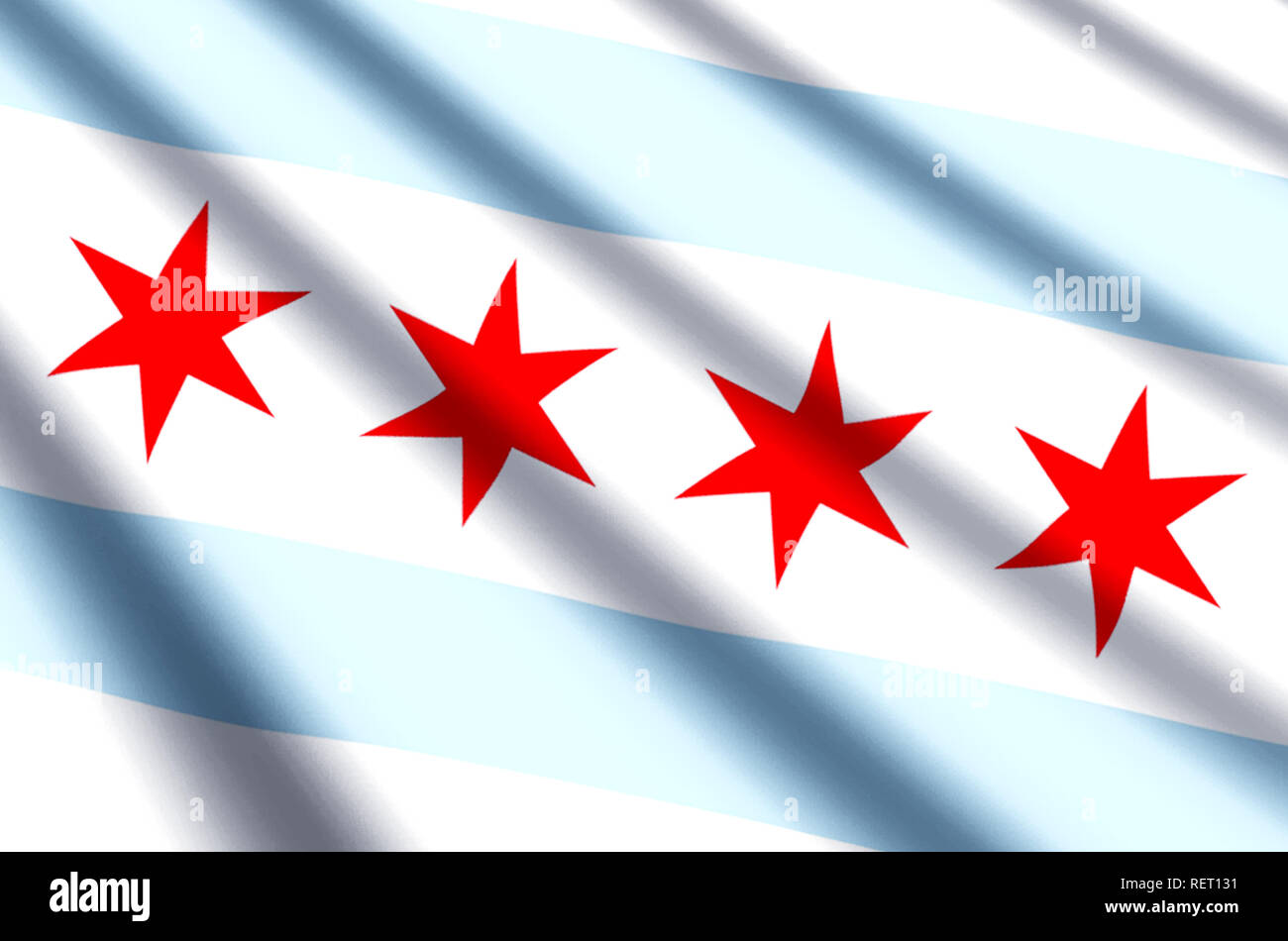 Chicago waving and closeup flag illustration. Perfect for background or ...