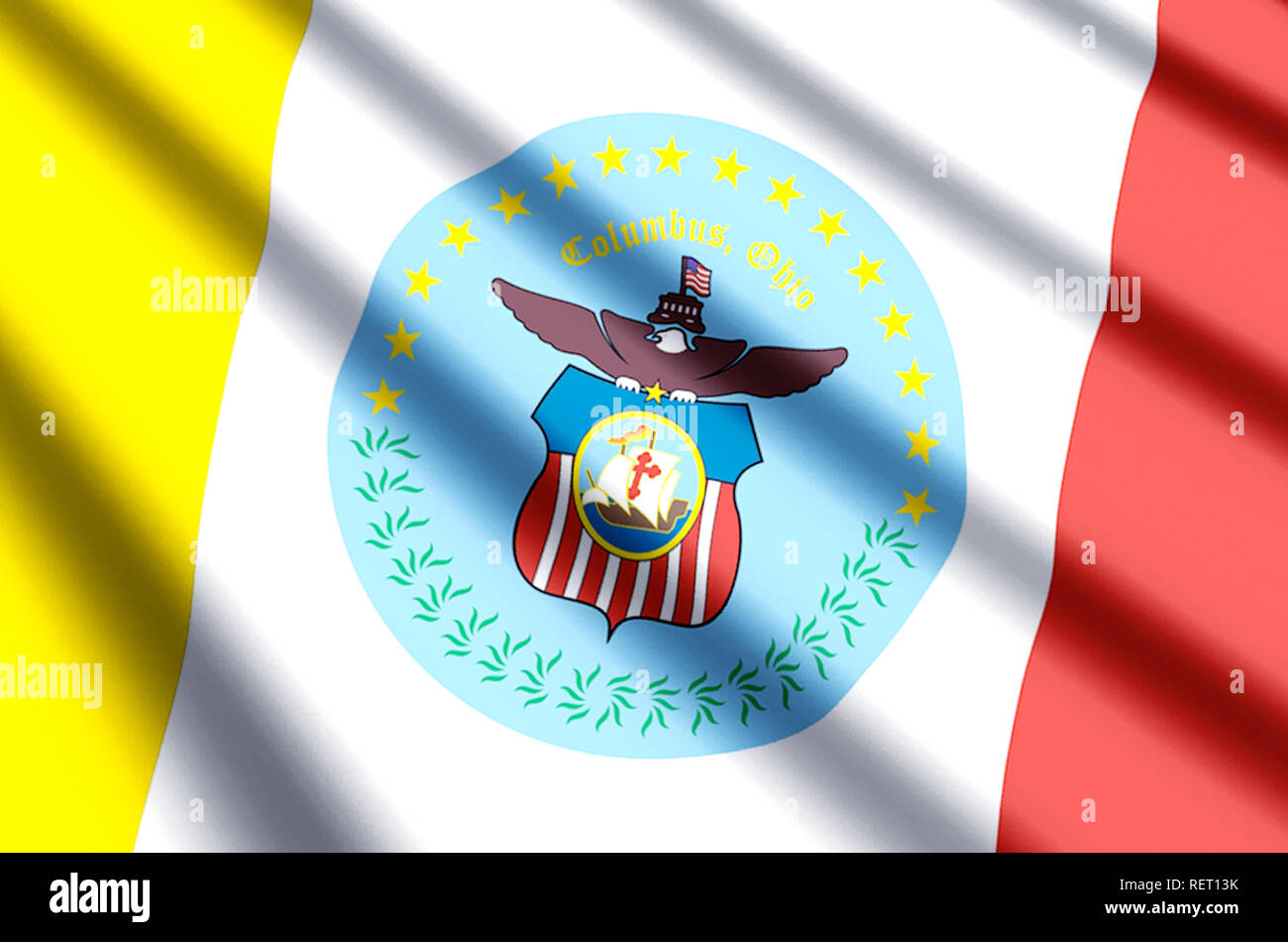 Columbus Ohio waving and closeup flag illustration. Perfect for ...