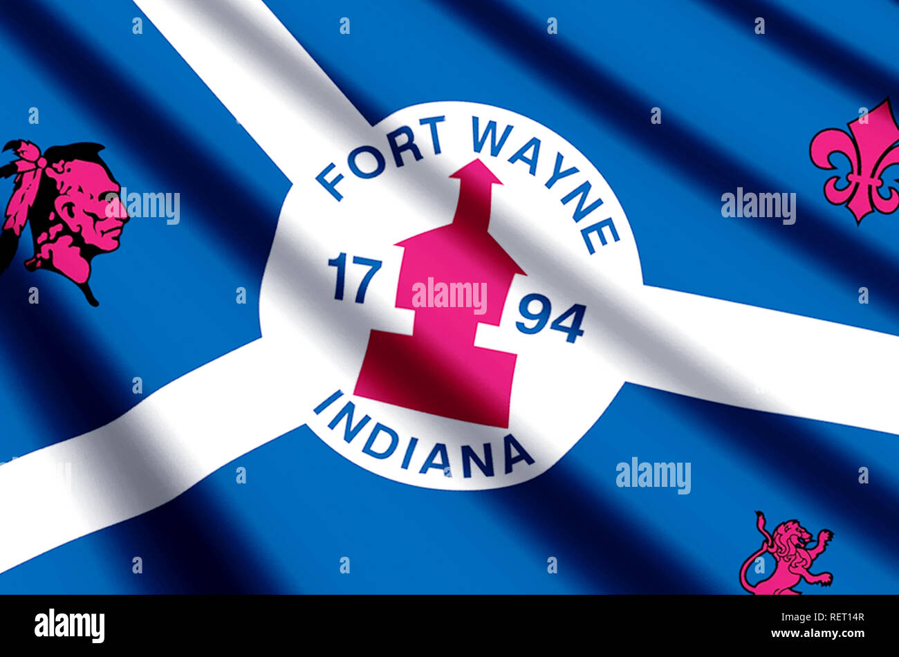 Fort Wayne Indiana waving and closeup flag illustration. Perfect for ...