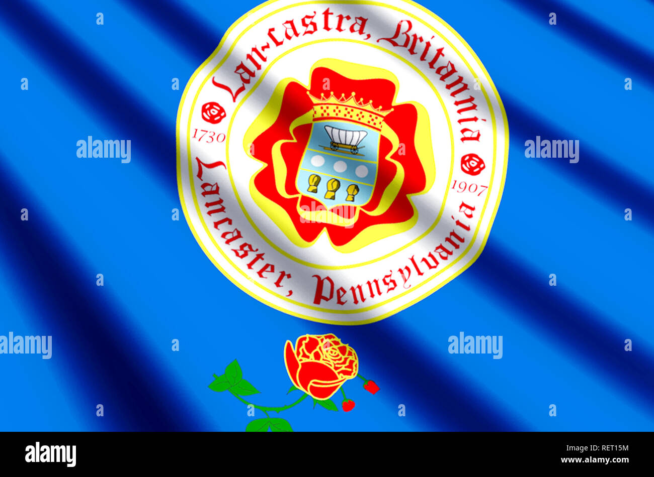 Lancaster Pennsylvania waving and closeup flag illustration. Perfect ...