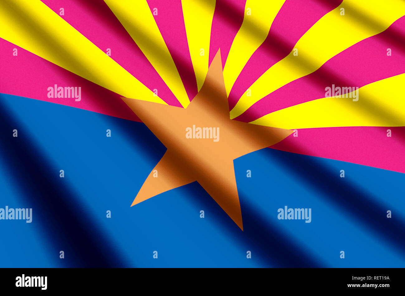 Arizona waving and closeup flag illustration. Perfect for background or ...