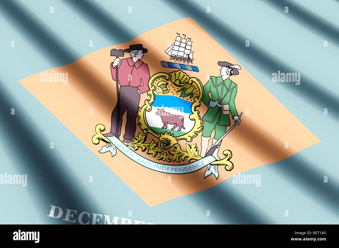 Delaware waving and closeup flag illustration. Perfect for background ...