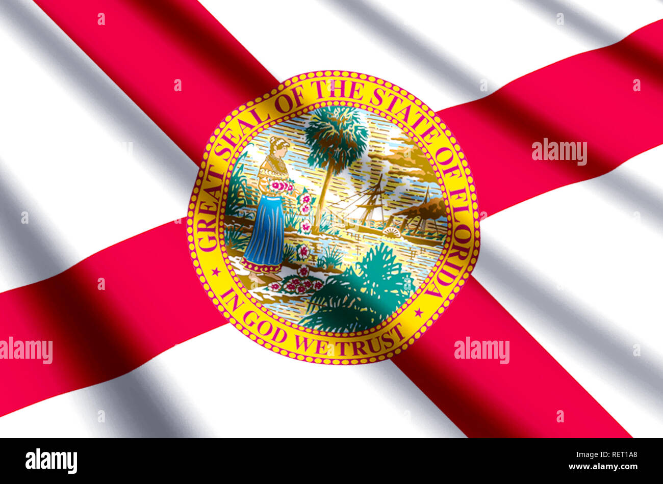 Florida waving and closeup flag illustration. Perfect for background or ...