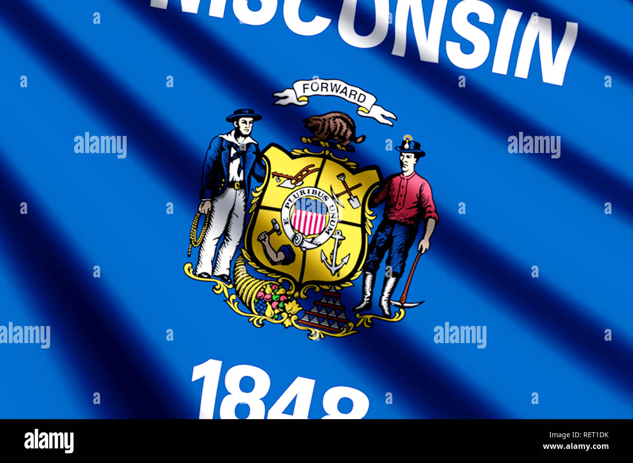 Wisconsin waving and closeup flag illustration. Perfect for background ...