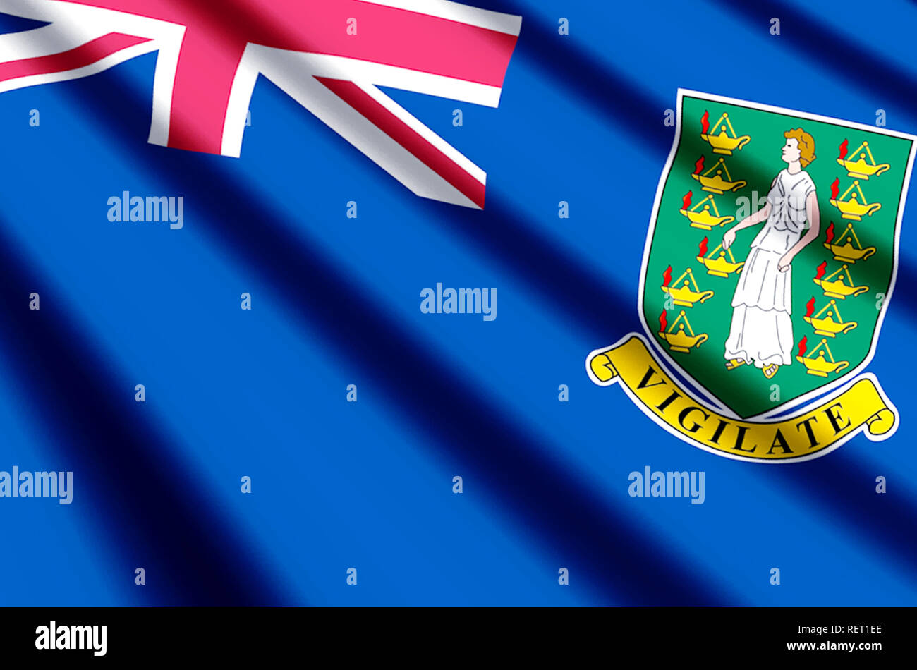 British virgin islands waving and closeup flag illustration. Perfect ...