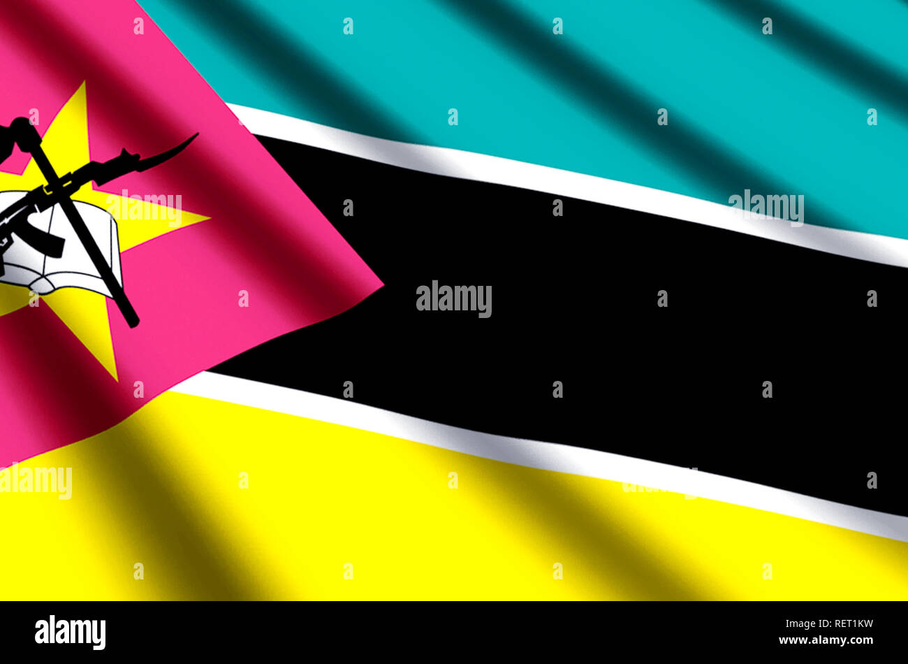 Mozambique waving and closeup flag illustration. Perfect for background ...