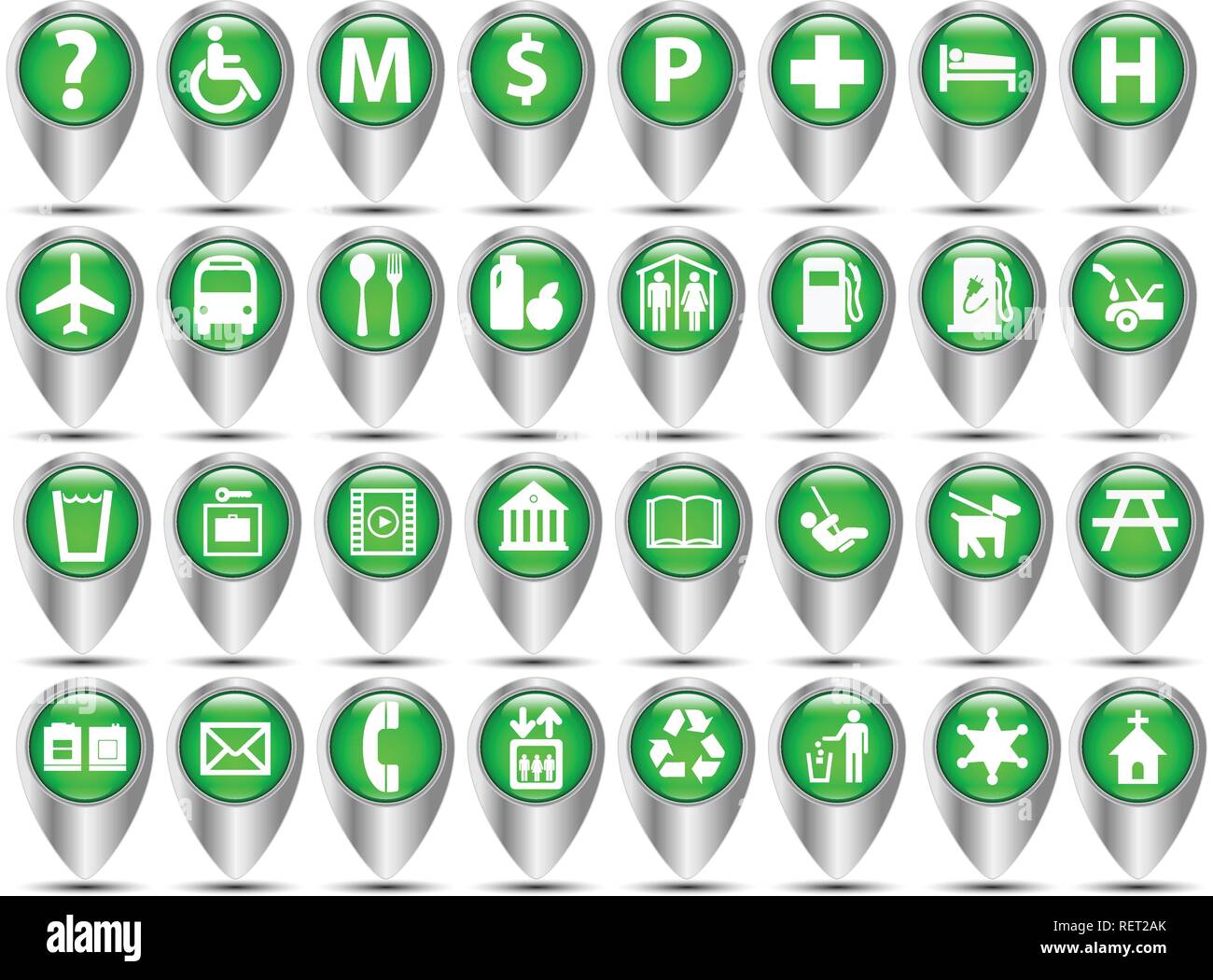 GPS Map Markers Green Stock Vector Image & Art - Alamy