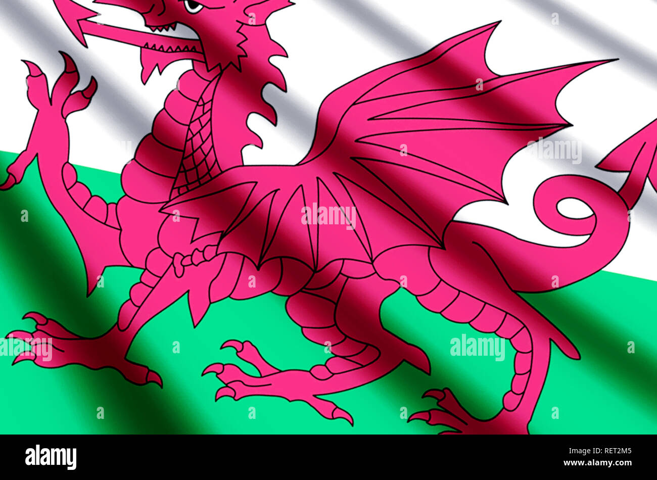 Wales waving and closeup flag illustration. Perfect for background or ...