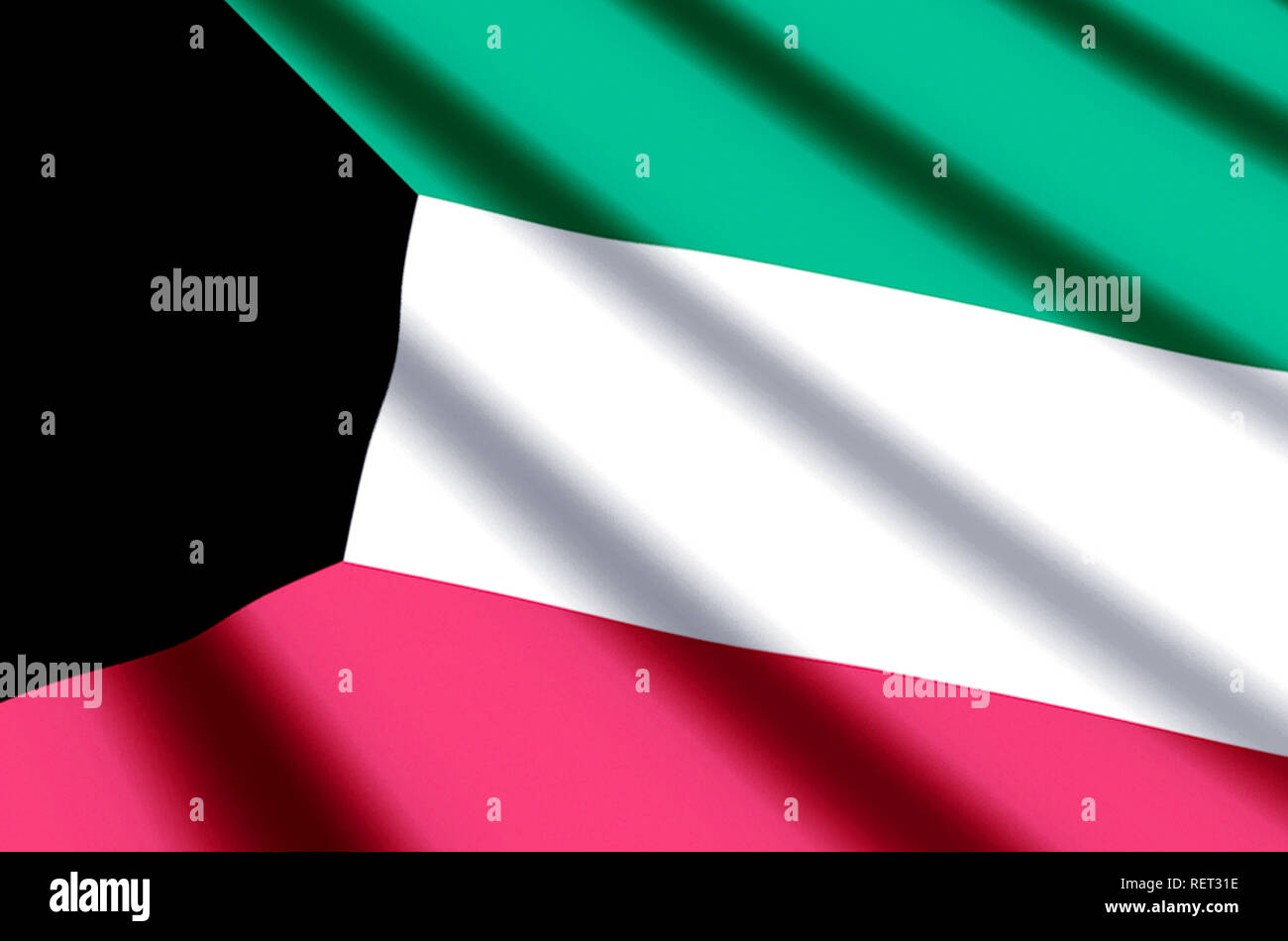 Kuwait waving and closeup flag illustration. Perfect for background or ...
